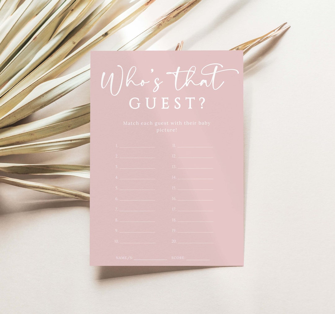 Baby Shower Who's That Guest Game, Pink Baby Shower Game, Who's That ...