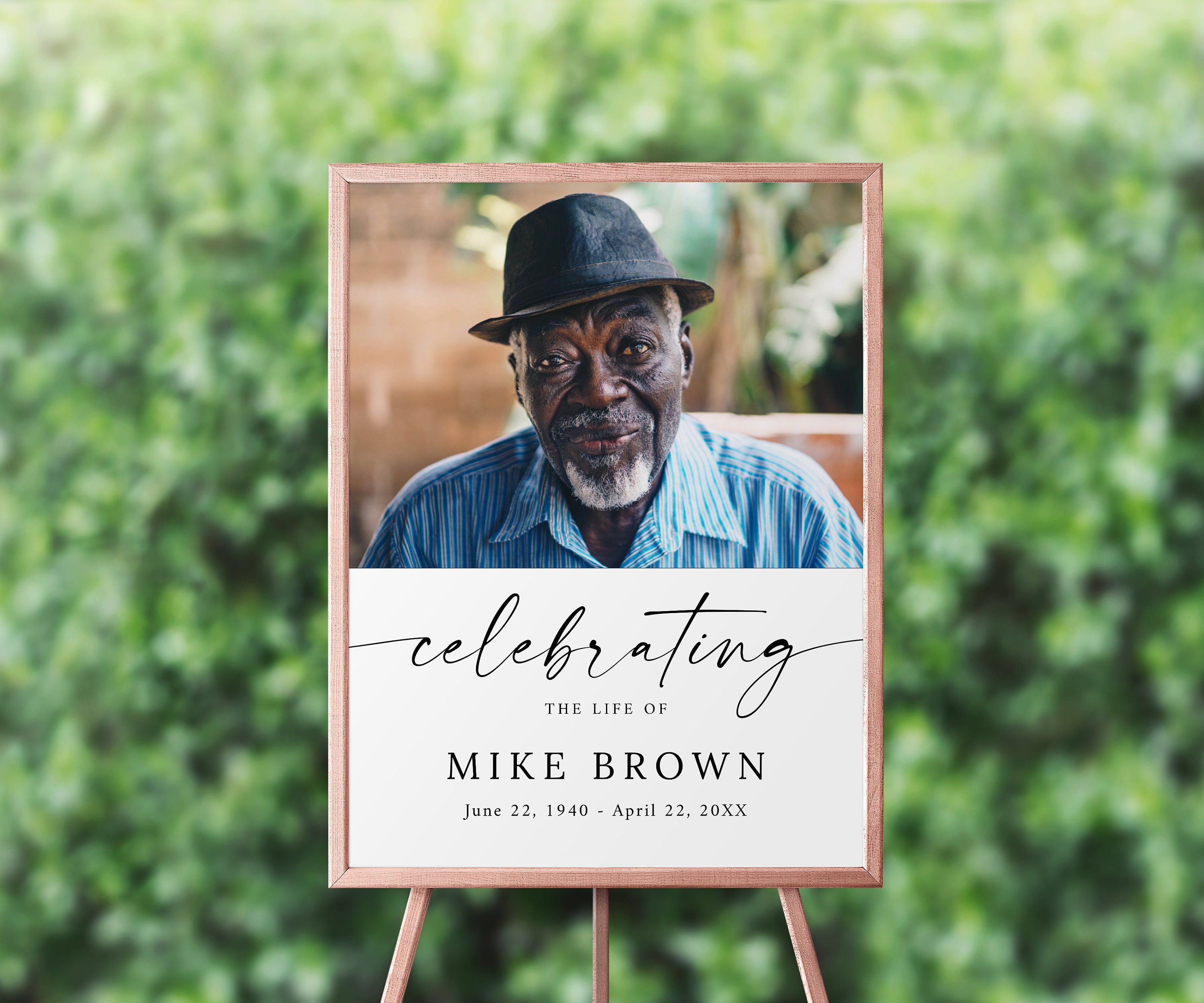 Modern Funeral Memorial Photo Collage Sign, Celebration of Life Large ...