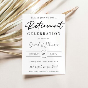 Modern Retirement Invitation | Minimalist Retirement Party Invite ...