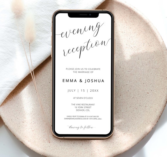 Electronic Wedding Reception Invitation Template Phone Text - Etsy UK