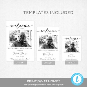 Modern Retirement Party Welcome Sign, Minimal With Photo Retirement ...