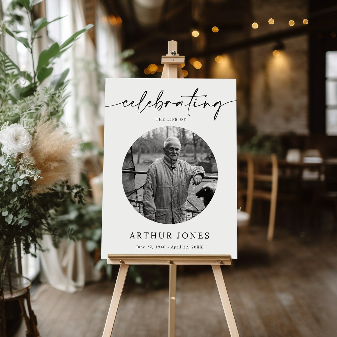 Modern Funeral Memorial Sign Template, Minimal Celebration of Life ...