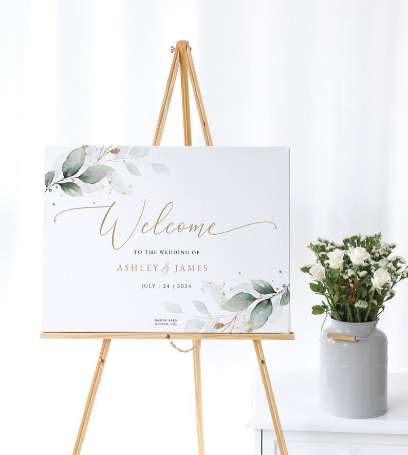 Boho Wedding Welcome Sign Template Greenery Welcome to Our - Etsy