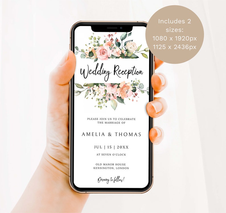 Electronic Wedding Reception Invitation | Phone Text Evening Invite ...