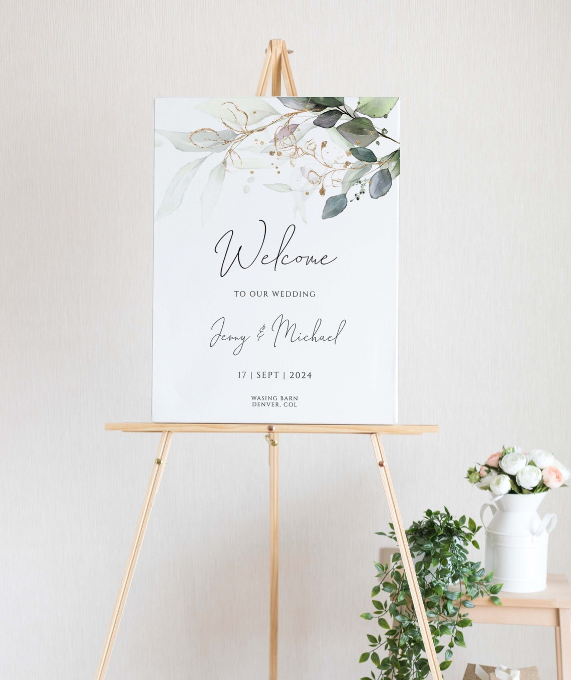 Boho Wedding Welcome Sign Template Greenery Welcome to Our | Etsy UK