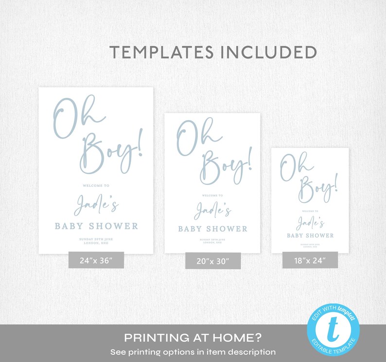 Baby Shower Welcome Sign | Blue Boy Baby Shower Theme | Oh Boy Modern ...