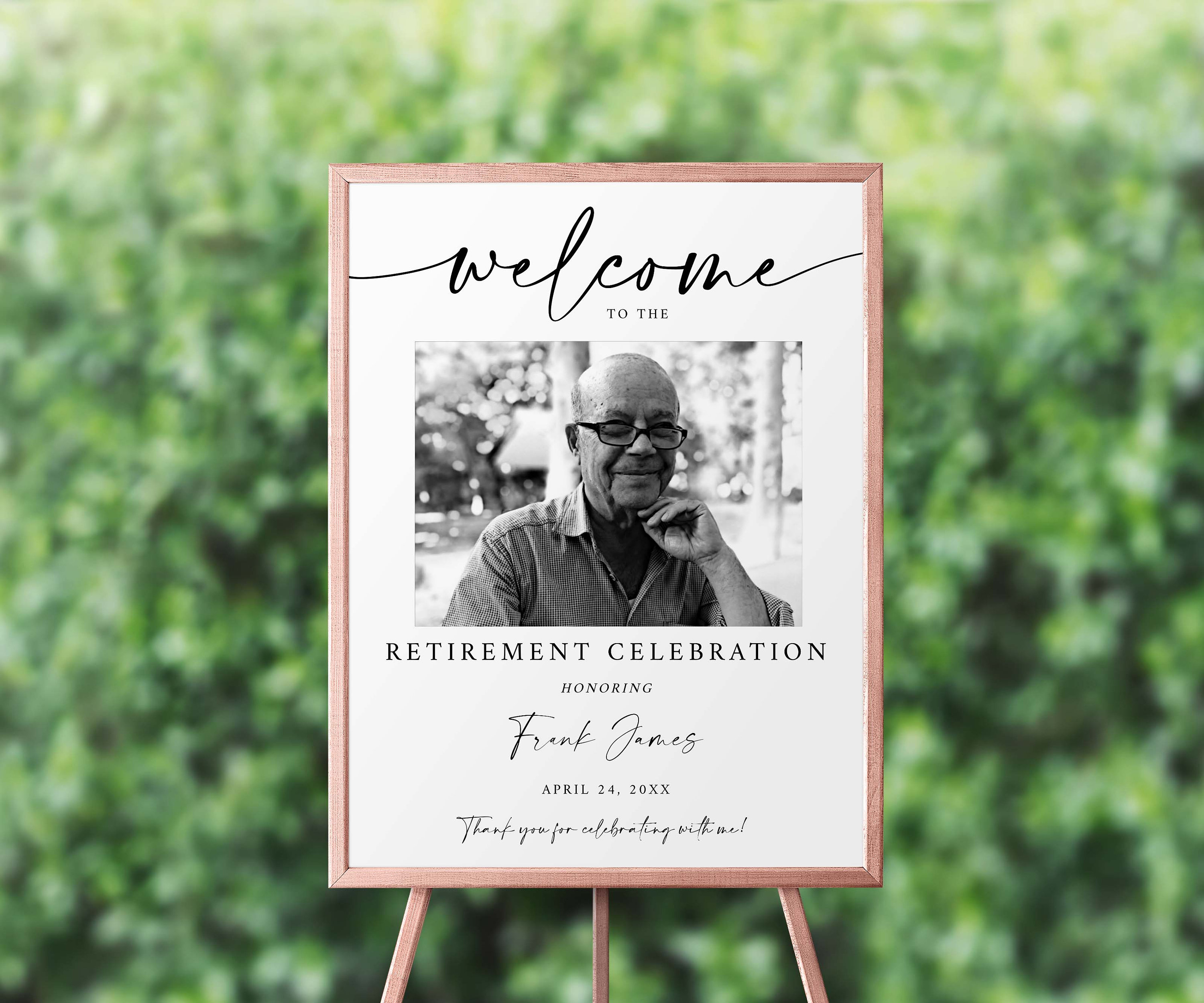 Modern Retirement Party Welcome Sign, Minimal With Photo Retirement ...