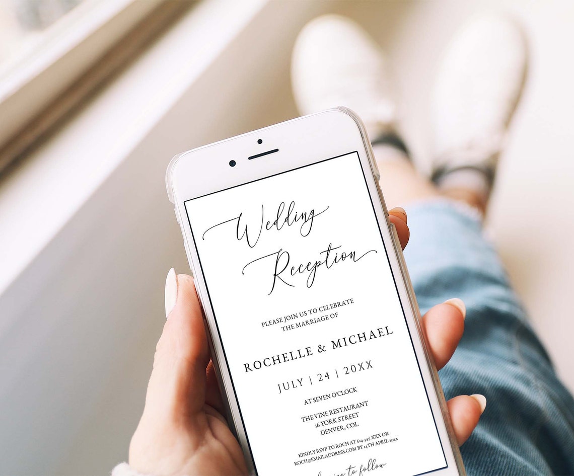 Electronic Wedding Reception Invitation Template Phone Text - Etsy UK