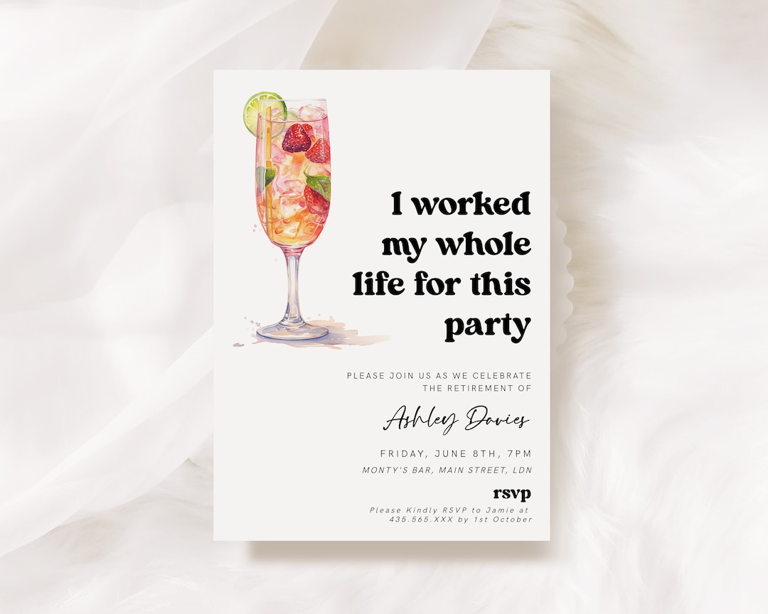 Funny Retirement Invitation | Modern Sarcasm Retirement Party Invite ...