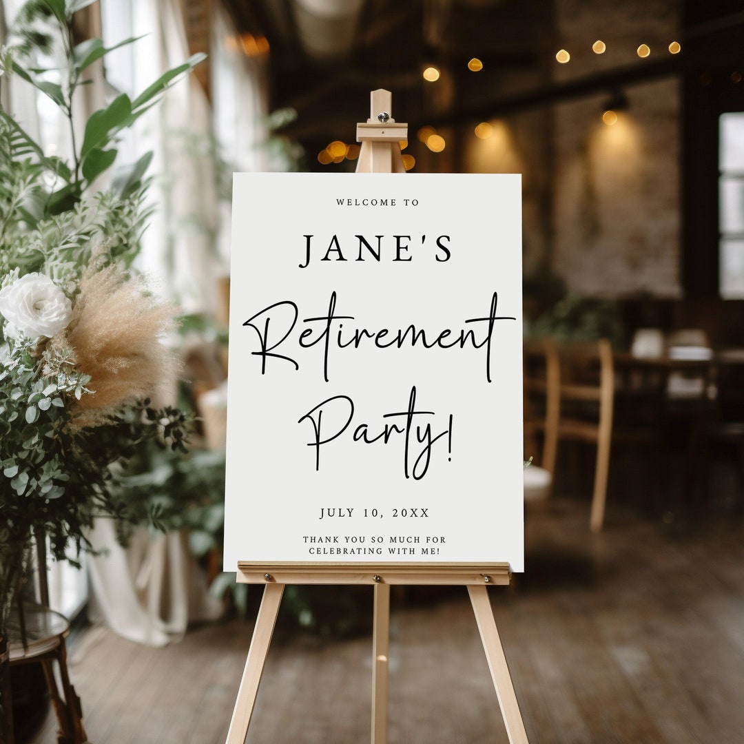 Modern Retirement Party Welcome Sign Template | Printable Minimal ...