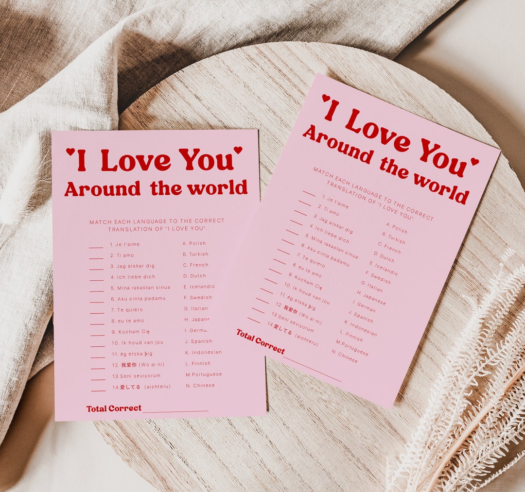 I Love You Around the World Game, Fun Bridal Party I Love You Game ...