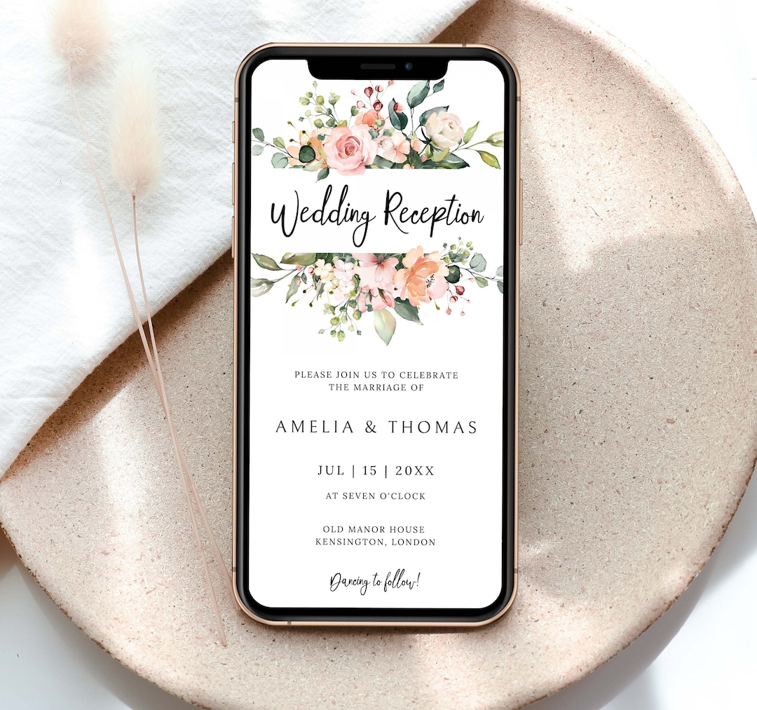 Electronic Wedding Reception Invitation Template | Phone Text Evening ...