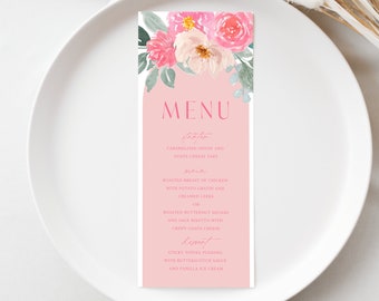 Editable Menu Card, Menu , Digital Download, Pink, Baby Shower - Etsy