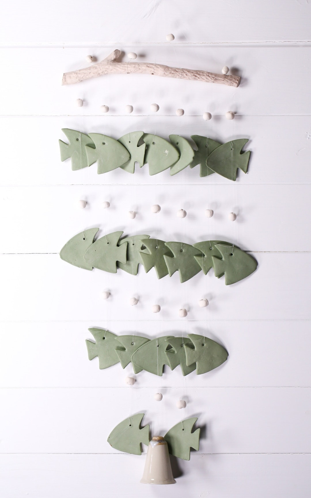 Handmade Green Ceramic Fish Wind Chime: Garden Decor - Etsy