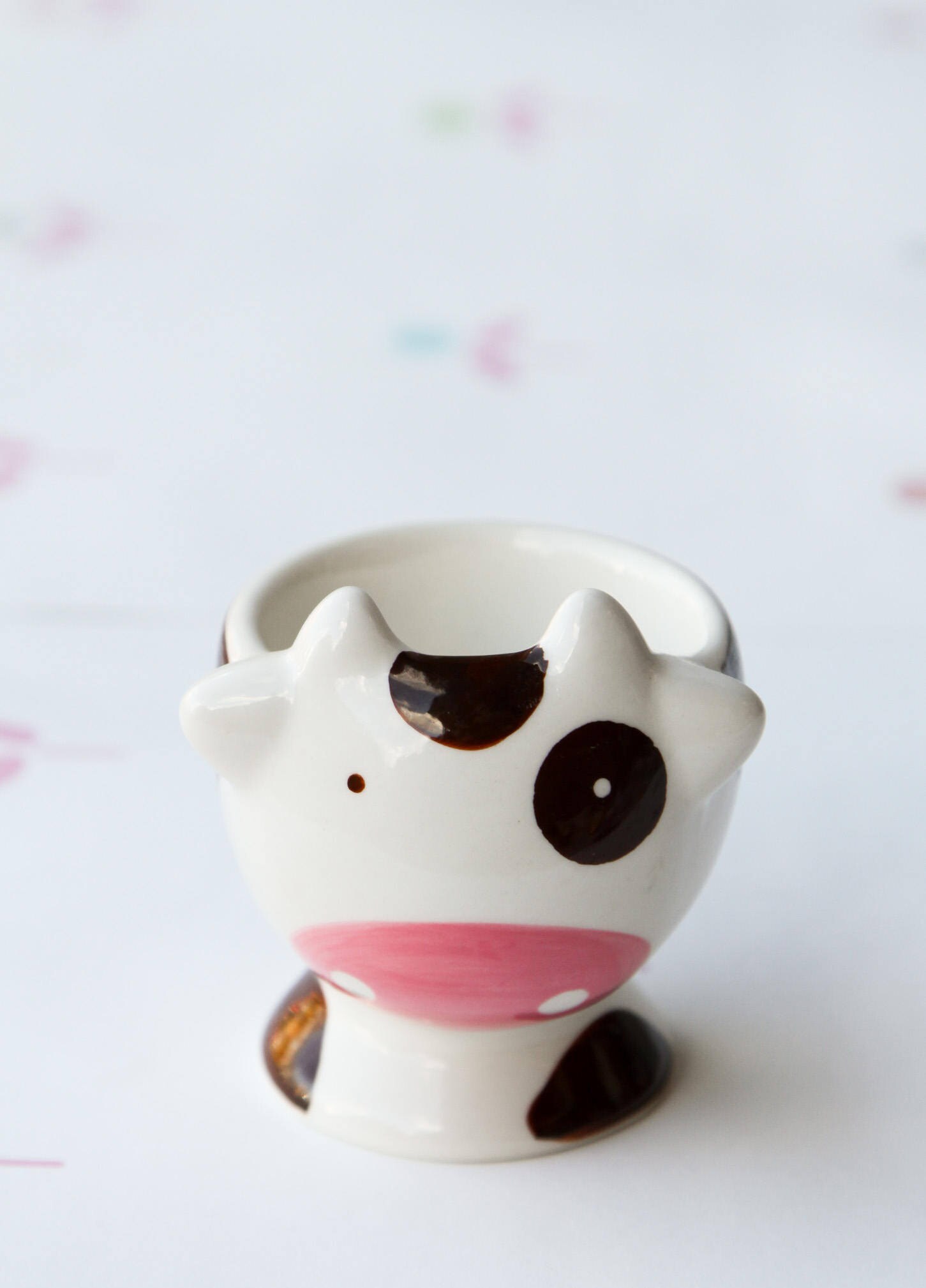 Lovely Cute Hand Painted Cow Egg Cup Ceramic Animal Farm Cups | Etsy