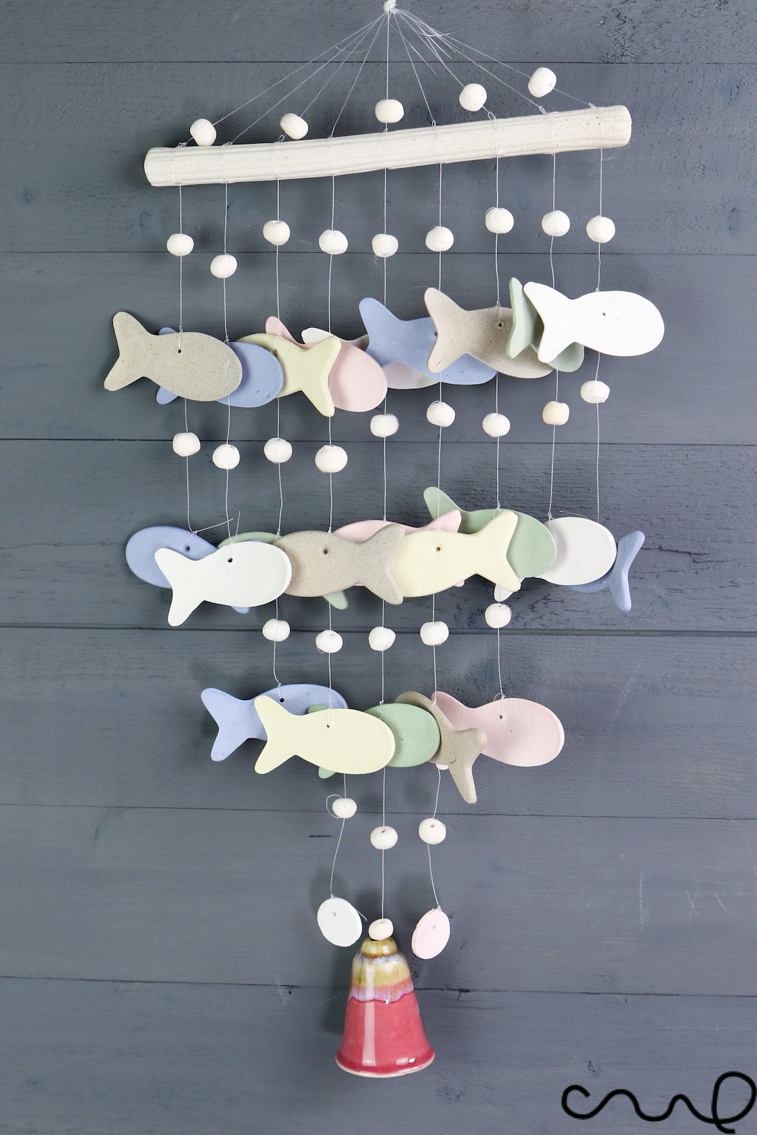 Handmade Ceramic Fish Wind Chime: Pastel Coastal Garden Decor - Etsy
