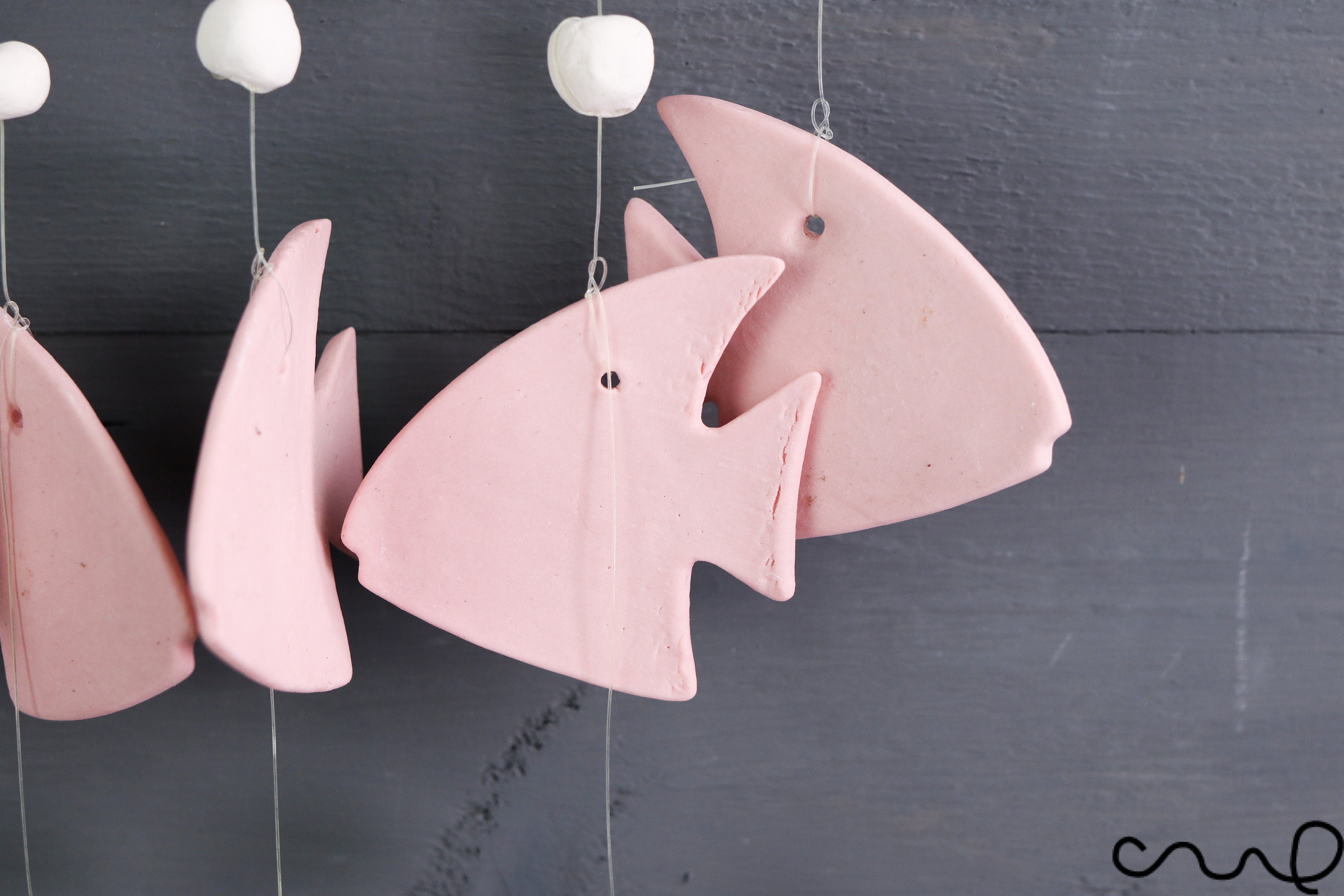Ceramic Hanging Wind Chime Pink Fish Garden Ornament Chime - Etsy