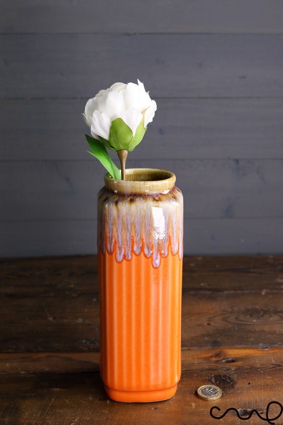 Ceramic Rectangle Decorative Flower Vase Home Square Orange - Etsy