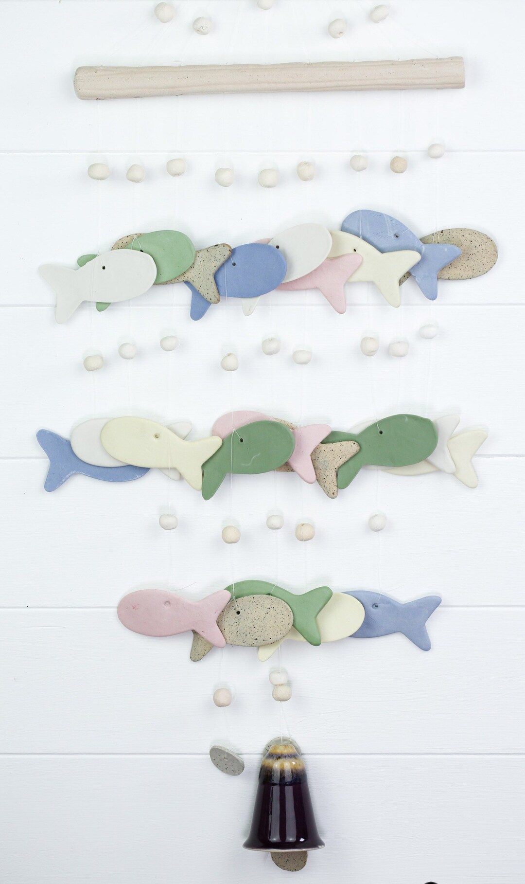 Handmade Winddhime Ceramic Hanging Wind Chime Mixed Colour Fish Garden ...