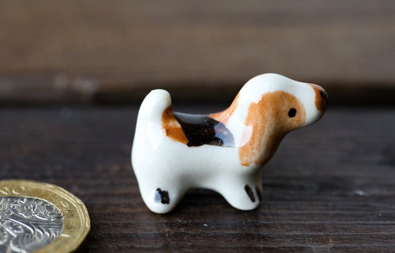 Ceramic Tiny Brown Dog Figurines Animals Miniature Outdoor Gift Home ...
