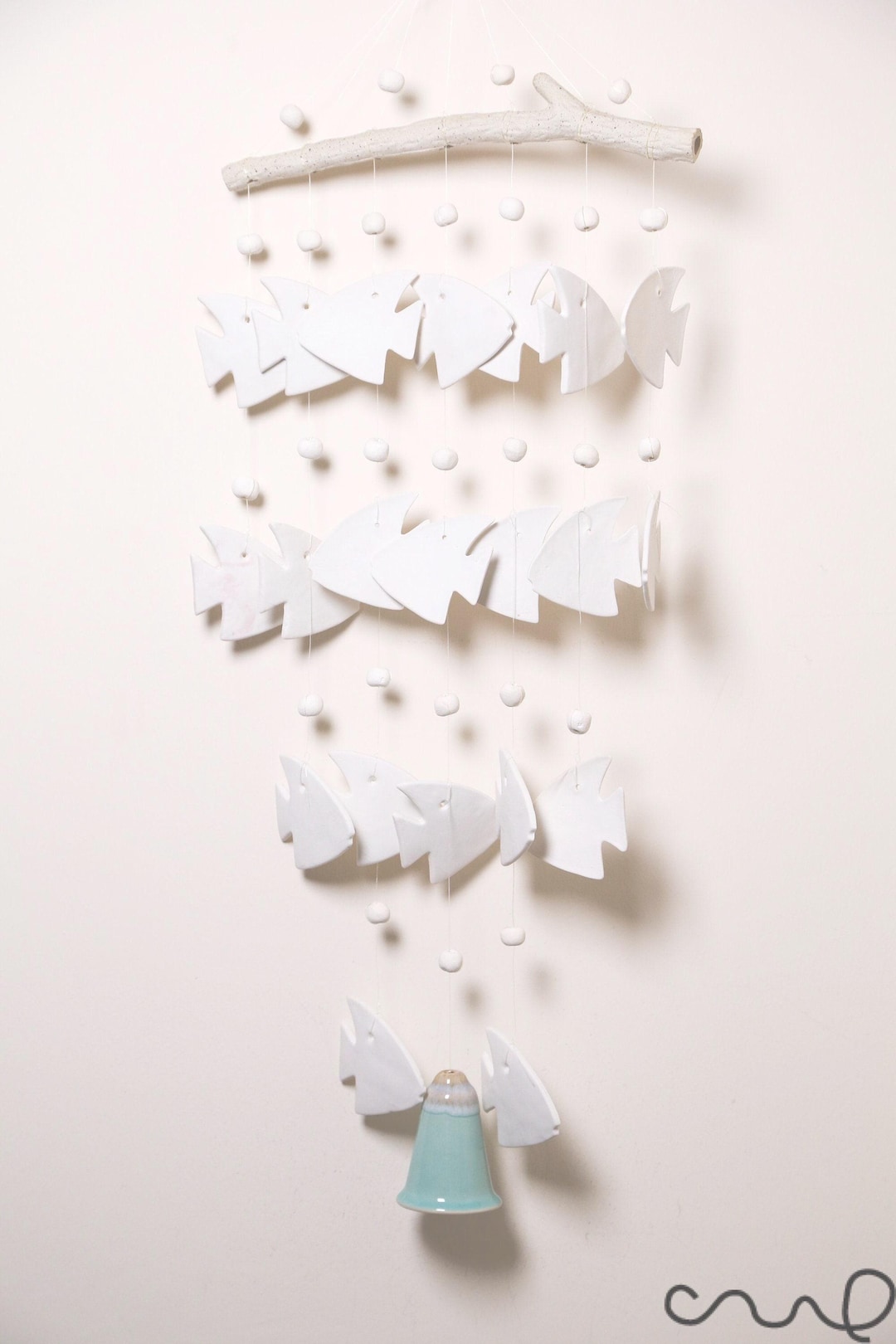 Ceramic Fish Wind Chime: Handmade Nautical Garden Decor With Turquoise ...
