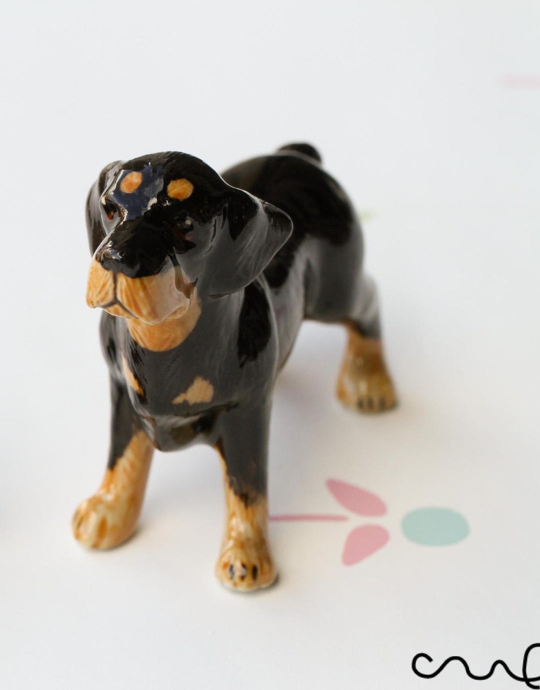 Ceramic Rottweiler Dog Animal Figurine Pottery Doll Ornaments ...