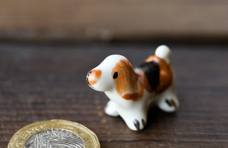 Ceramic Tiny Brown Dog Figurines Animals Miniature Outdoor Gift Home ...