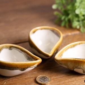 Set 3 Handmade Ceramic Dipping Dish White Dip Bowl Small Sauce Dish ...