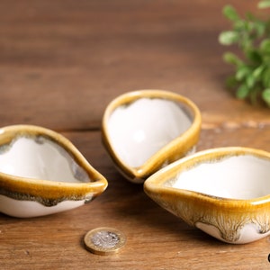 Set 3 Handmade Ceramic Dipping Dish White Dip Bowl Small Sauce Dish ...