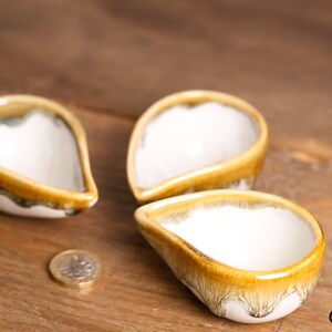Set 3 Handmade Ceramic Dipping Dish White Dip Bowl Small Sauce Dish ...