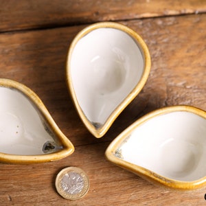 Set 3 Handmade Ceramic Dipping Dish White Dip Bowl Small Sauce Dish ...