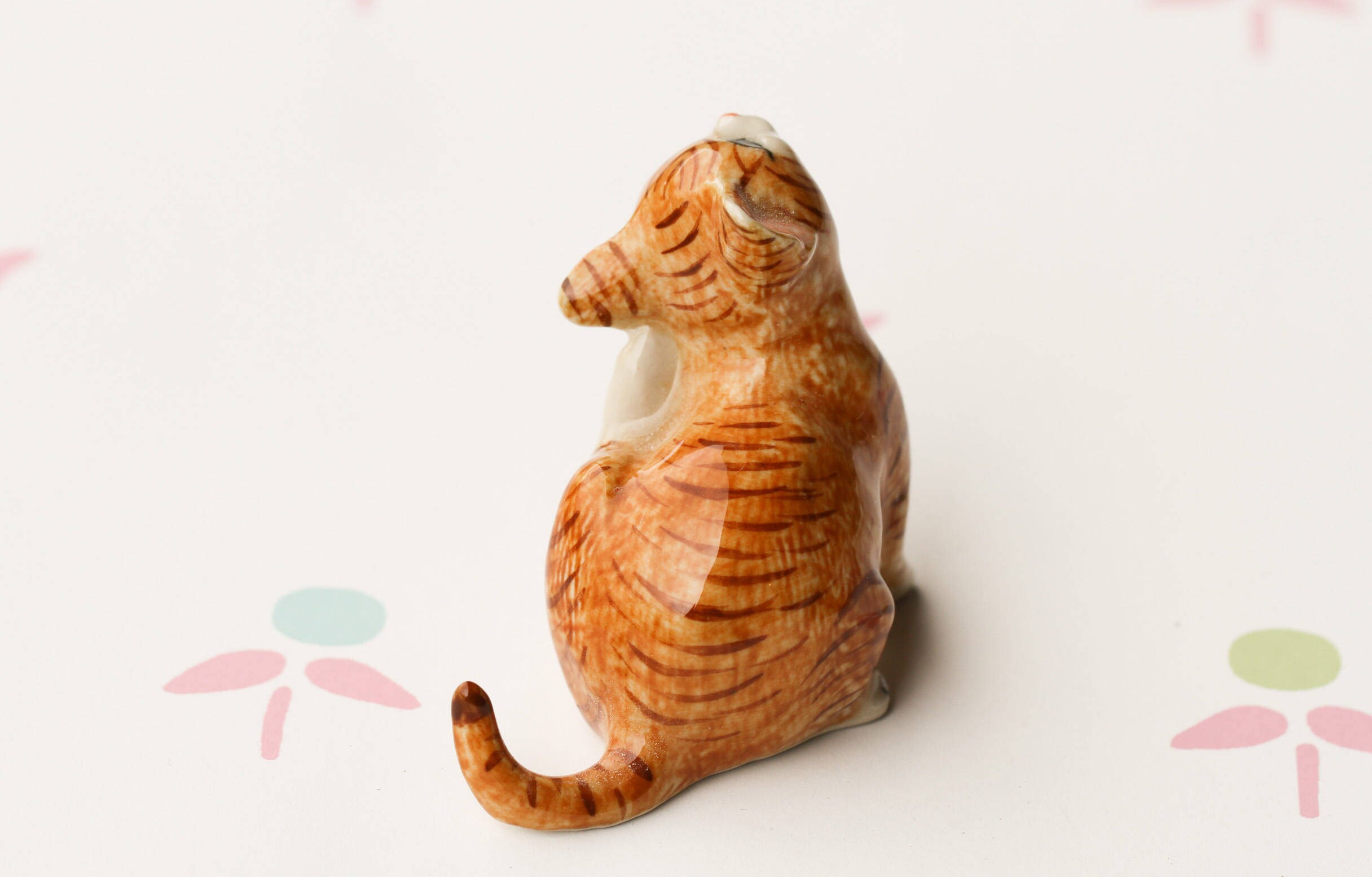 Cute Ceramic Ginger Cat Kitten Figurines Animals Miniature - Etsy
