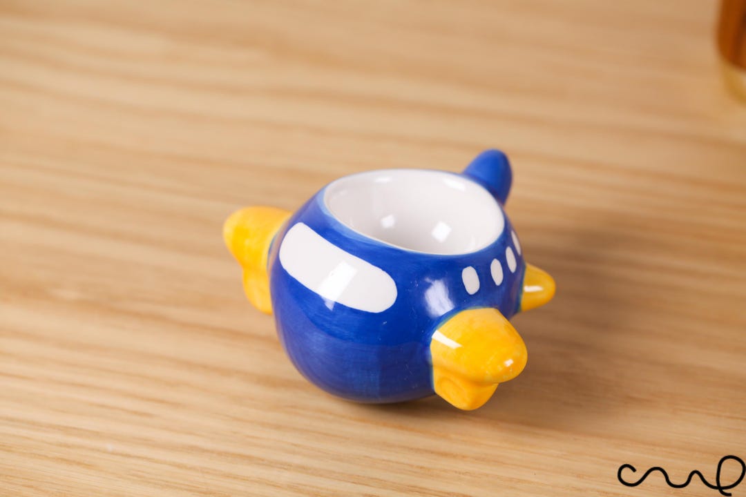 Hand-painted Ceramic Airplane Egg Cup: Novelty Kitchen Gift - Etsy