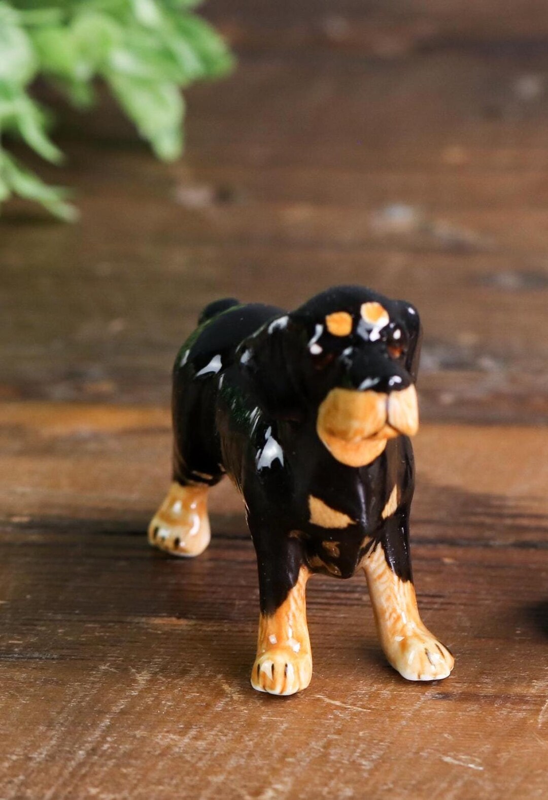 Handmade Ceramic Dog Rottweiler Animal Figurine Pottery Doll Ornaments ...