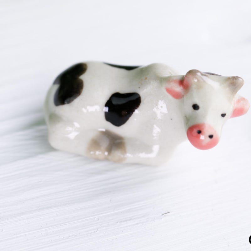 Ceramic Tiny Cow - Etsy