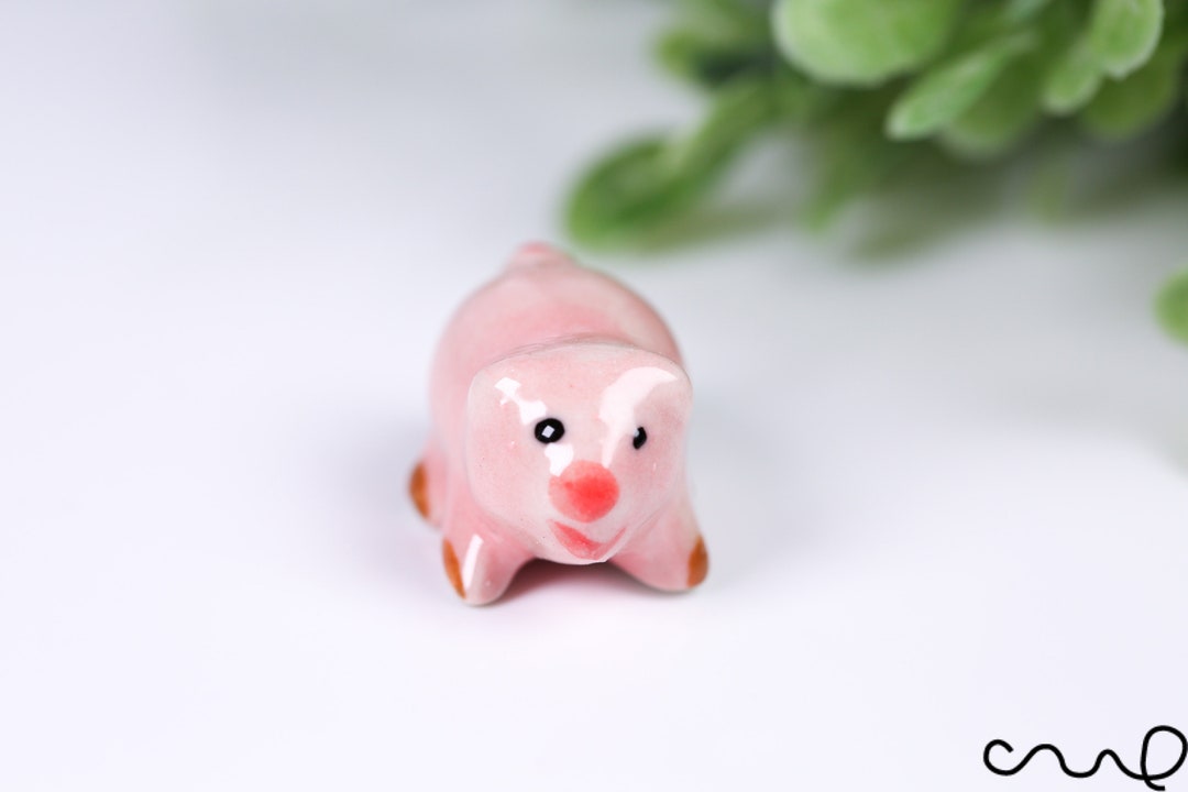 Hand-painted Tiny Ceramic Pink Pig Figurine, Miniature Animal - Etsy