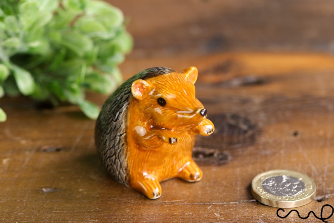 Handmade Ceramic Hedgehog Small Animal Figurine Ornaments Collectable ...