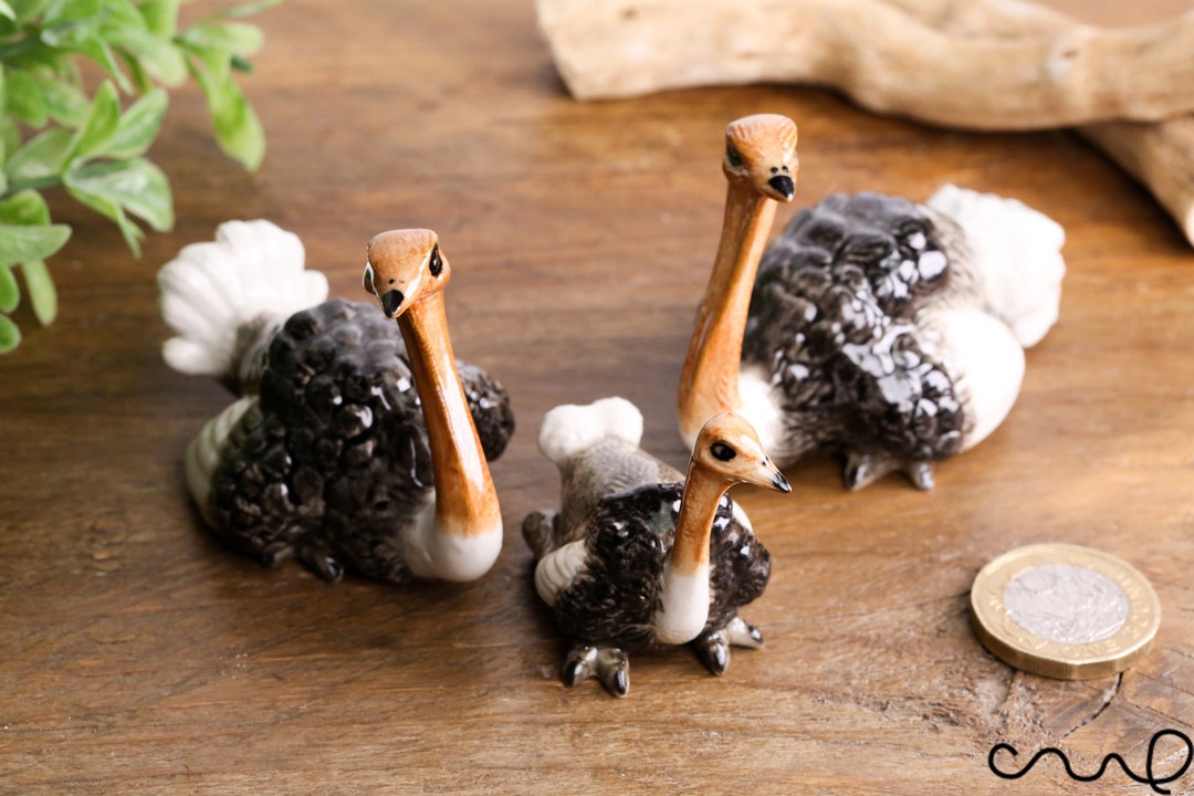 Ceramic Hand-painted Ostrich Family Birds Ornament Figurine in Gloss Pottery Collectable Gift - Etsy