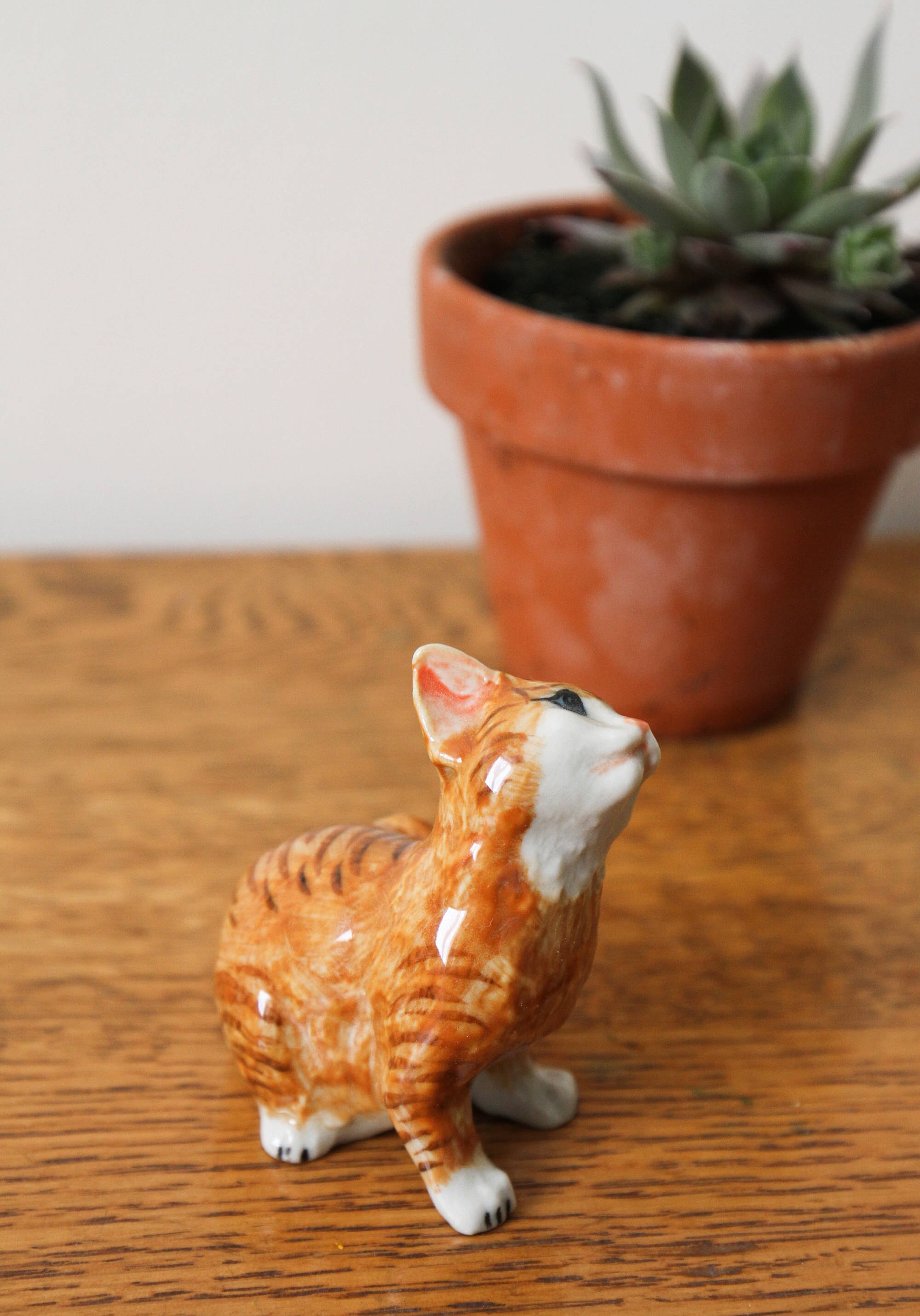 Cute Ceramic Ginger Cat Kitten Figurines Animals Miniature - Etsy