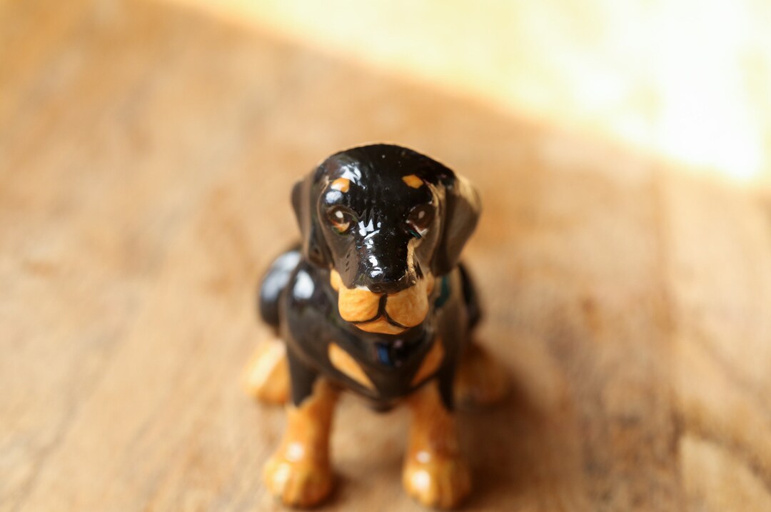 Ceramic Sitting Rottweiler Dog Animal Figurine Pottery Doll Ornaments ...