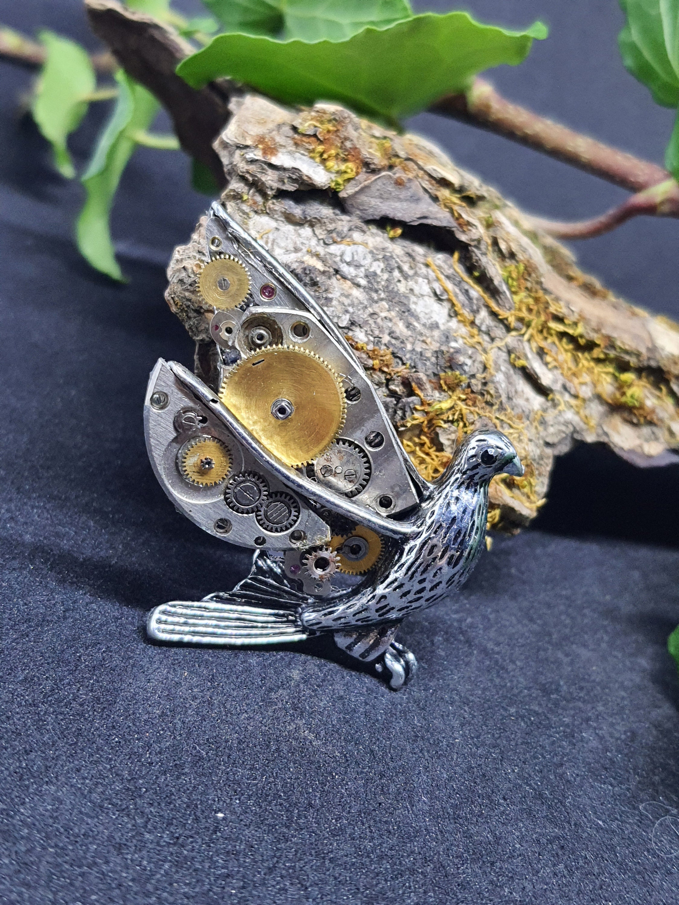 Steampunk Bird Pendant 2 in 1 Dove Pendant and Brooch Industrial Brass ...