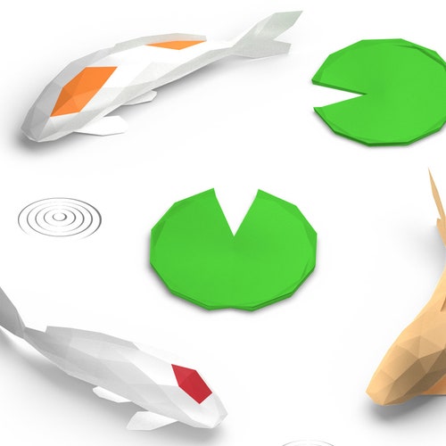Koi Pond 3D Papercraft DIY Paper Sculpture Paper Model - Etsy