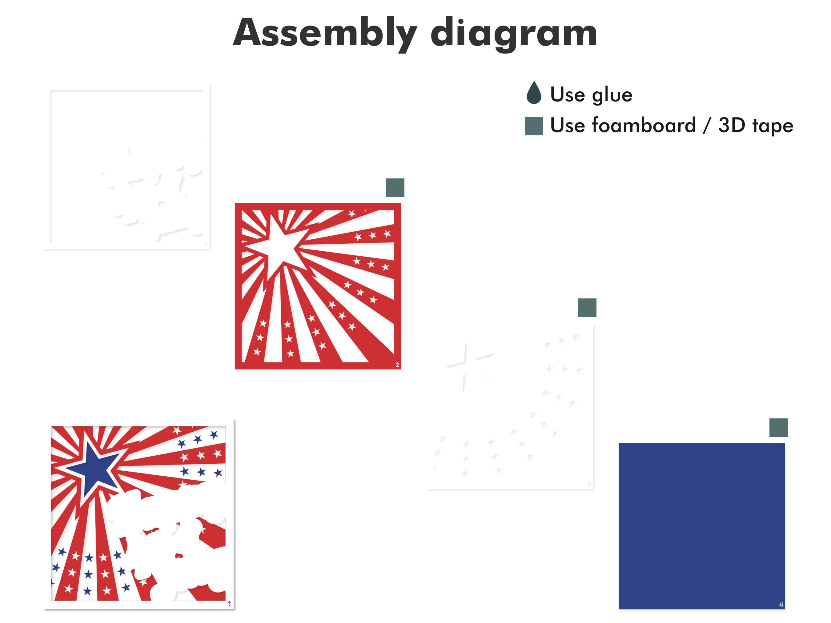 4th of July Shadowbox American Stars and Stripes DXF SVG EPS Digital ...