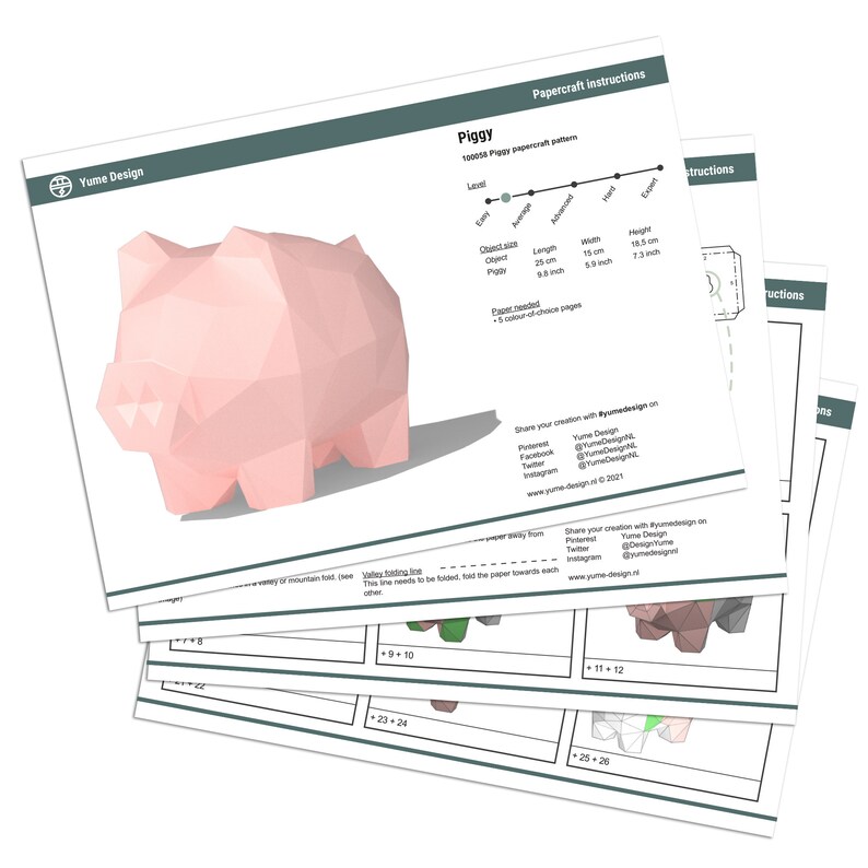 Piggy 3D Papercraft Pig DIY Paper Sculpture Paper - Etsy