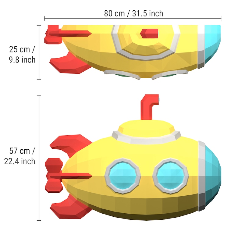Yellow Submarine Papercraft Pattern | Hobby for Adults | Kids Bedroom ...