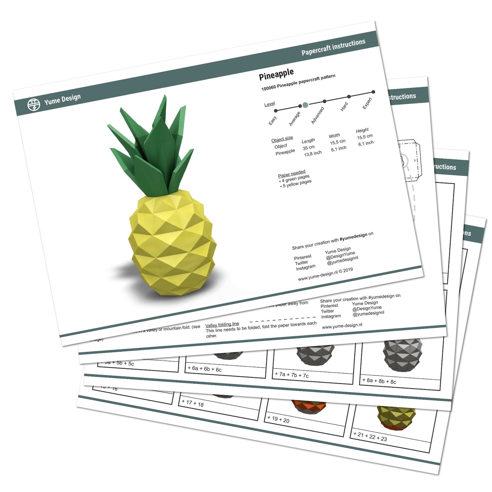 Pineapple 3D Papercraft DIY Paper Sculpture Paper Model Pattern Do It ...