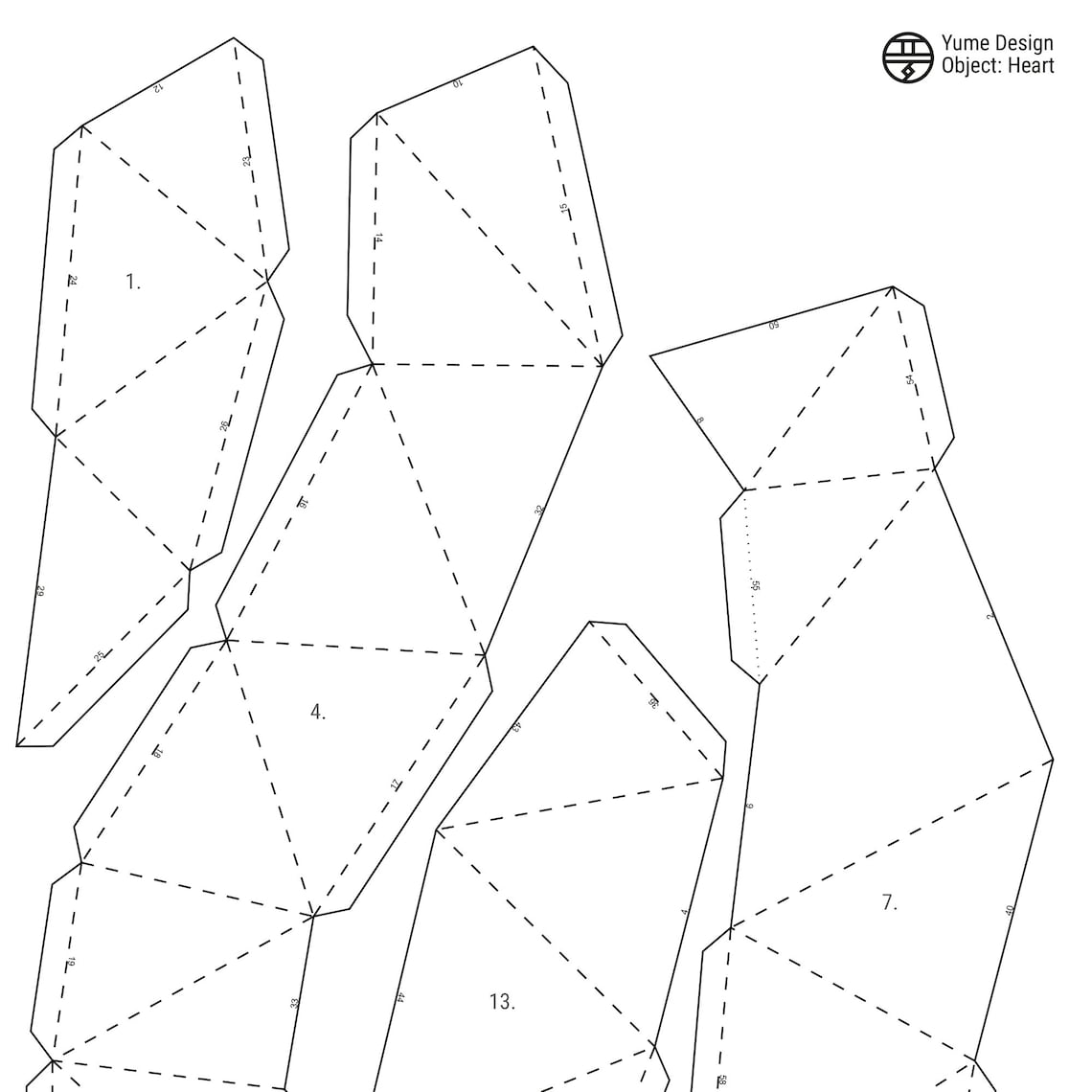 Heart 3D Papercraft DIY Paper Sculpture Paper Model - Etsy