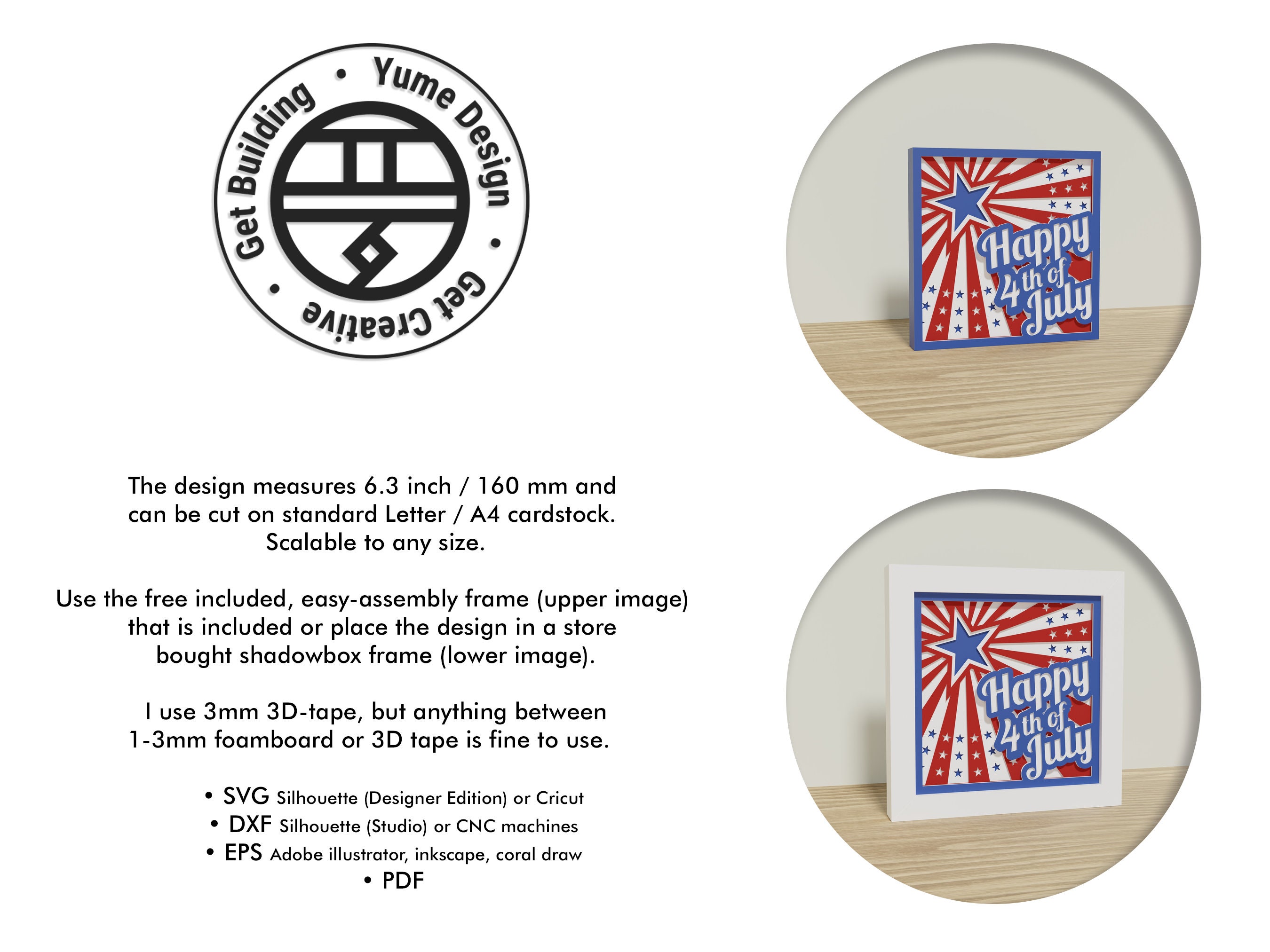 4th of July Shadowbox American Stars and Stripes DXF SVG EPS Digital ...