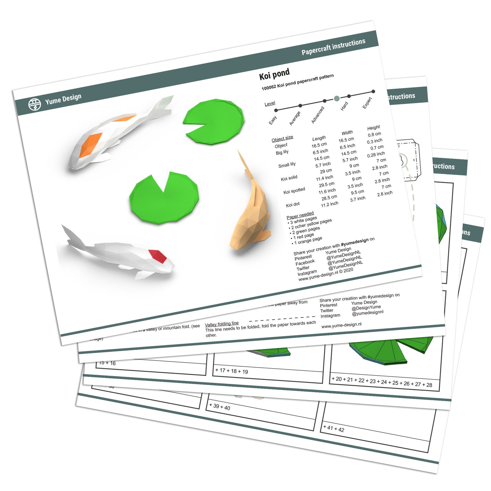 Koi Pond 3D Papercraft || DIY Paper Sculpture || Paper Model Pattern ...