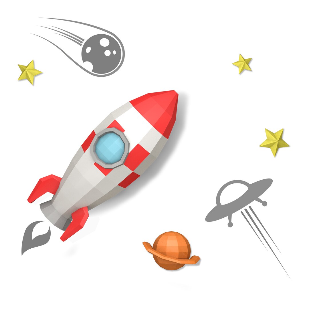 Rocket 3D Papercraft DIY Paper Sculpture Paper Model Pattern Do It ...